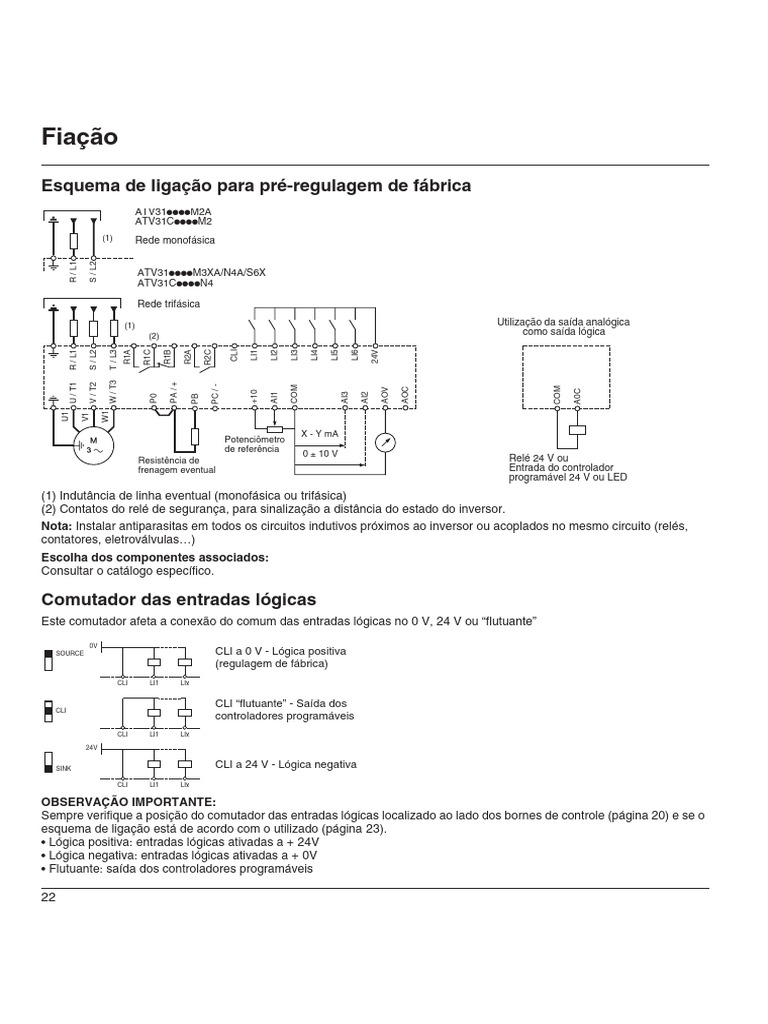 ATV31 - Diagrama Basico de Ligacao - BR | PDF | Relé | Equipamento elétrico