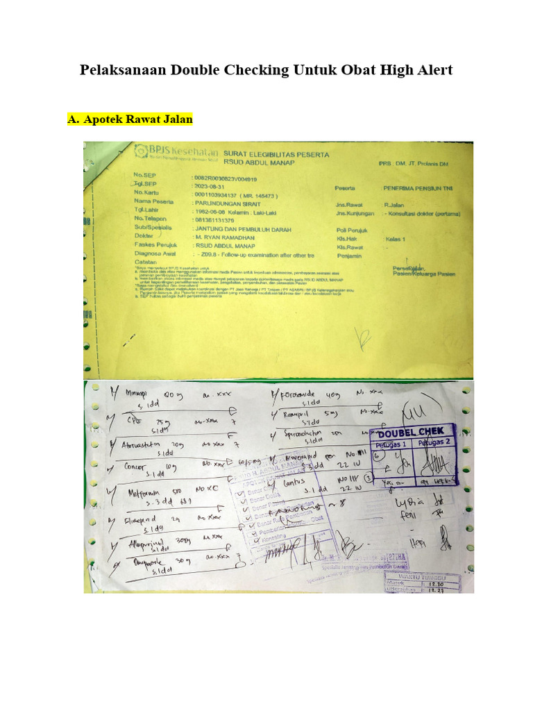 Proses Double Checking Obat High Alert | PDF