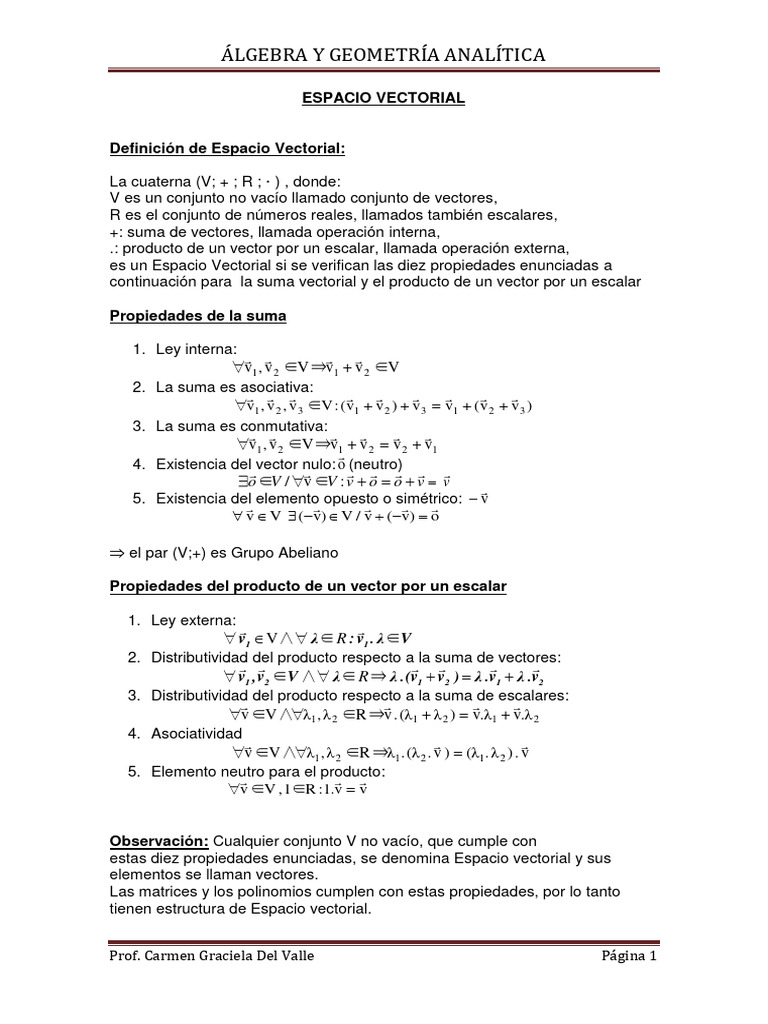 U 5 - Espacios Vectoriales | PDF | Espacio vectorial | Base (álgebra lineal)