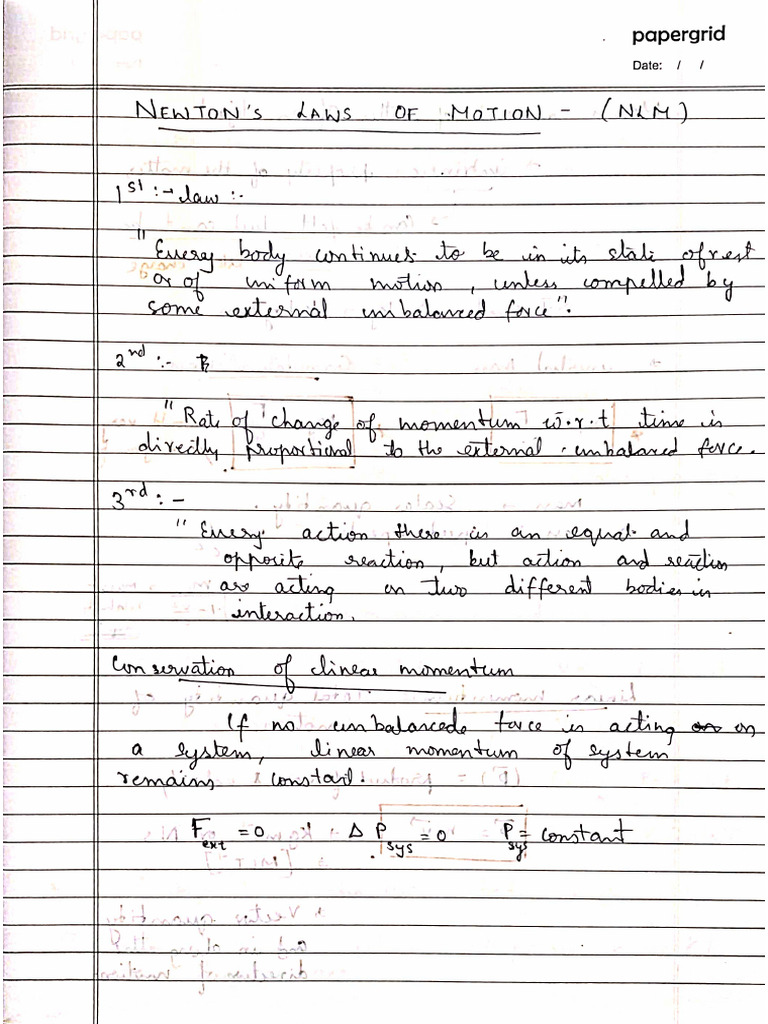 Newton's Laws of Motion Notes | PDF