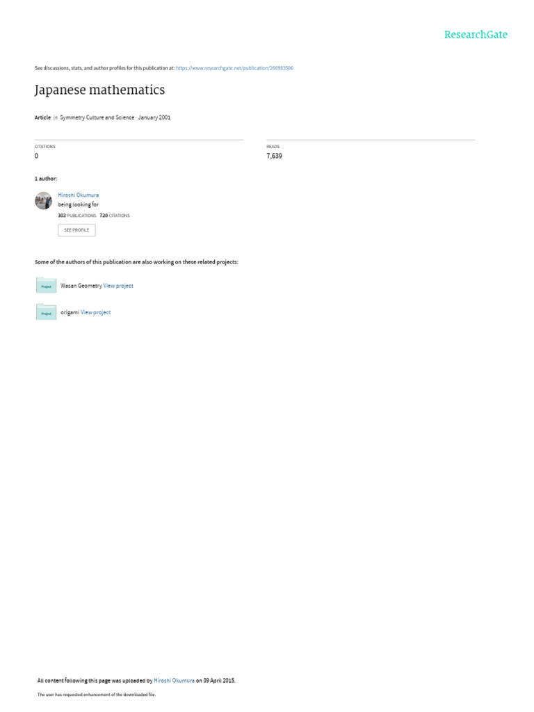 Japanese Math 2001 | PDF | Circle | Area