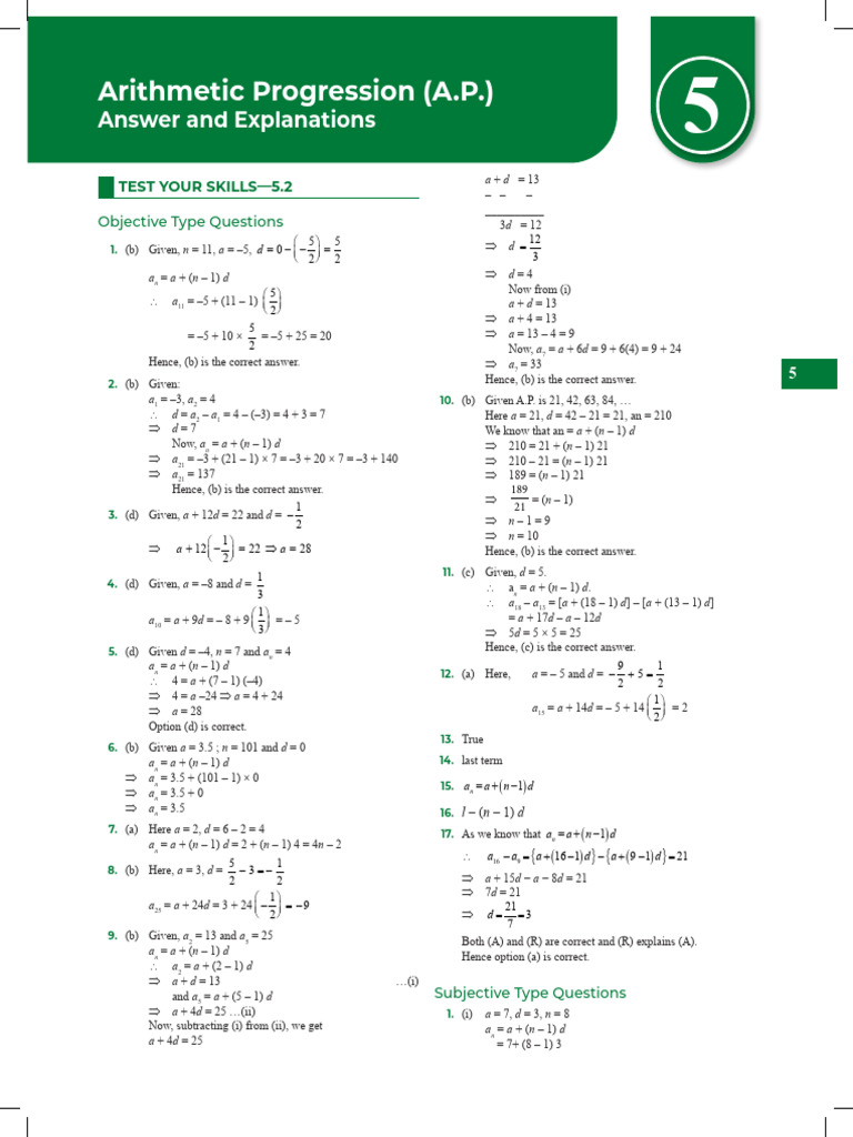 Workbook - Class 10 - Math - Chapter 5.2 - Solutions - V2 | PDF