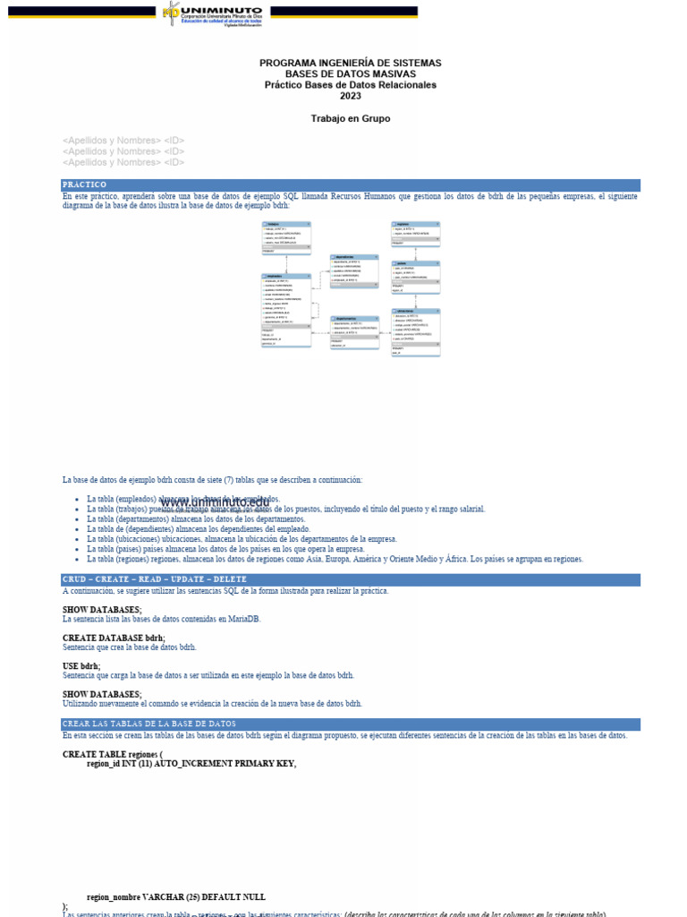 Práctico Bases de Datos Relacionales | PDF | SQL | Modelo de datos