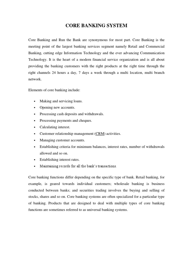Core Banking System | PDF | Banks | Cheque