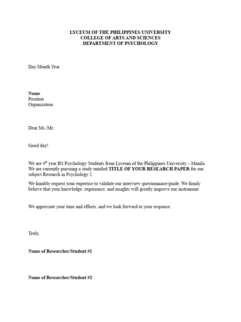 Request for Qualitative Research Validation | PDF | Business | Self ...