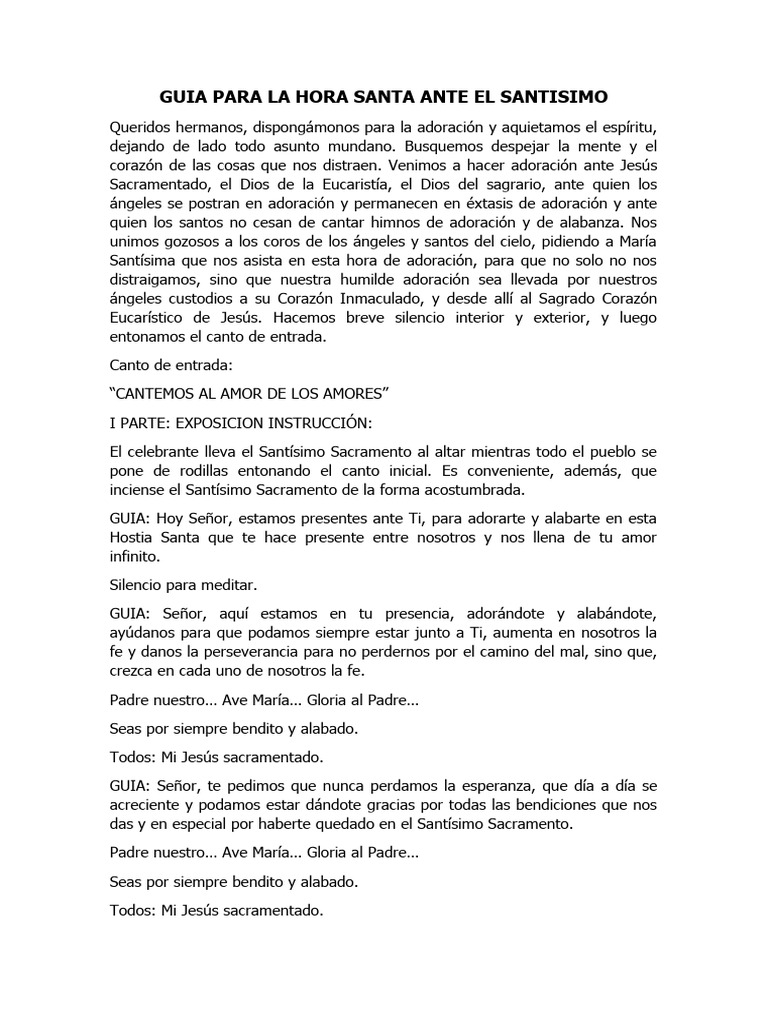 Guia para La Hora Santa Ante El Santisimo | Descargar gratis PDF | eucaristía | María, madre de ...
