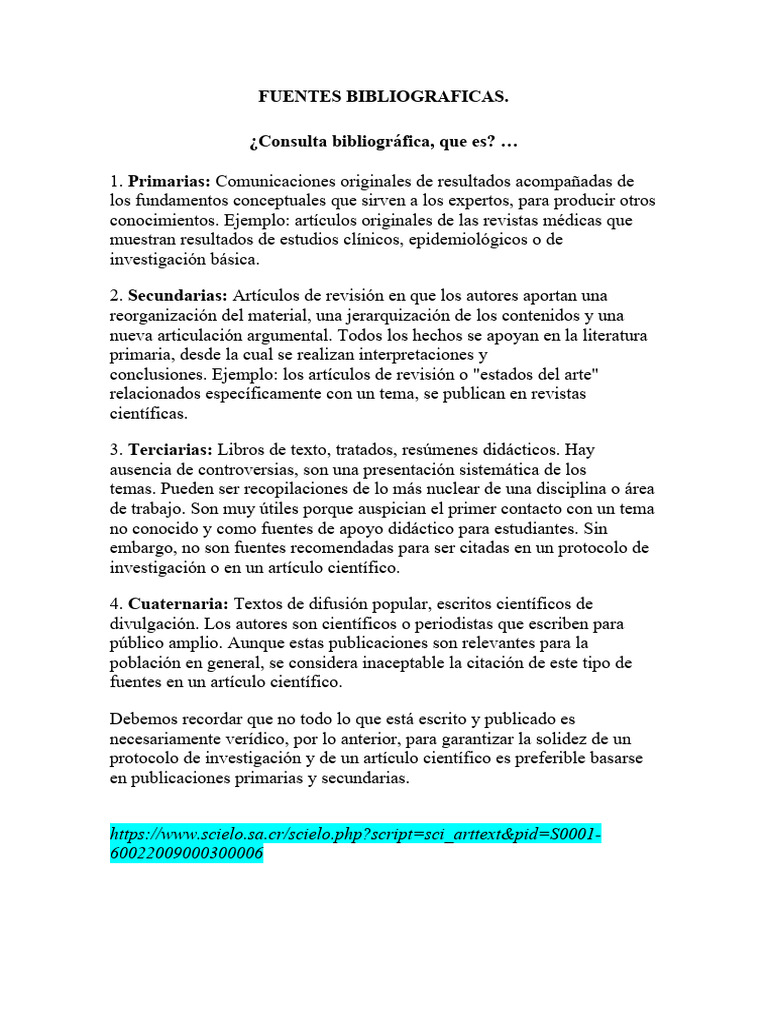 Tipos de Fuentes Bibliográficas | PDF
