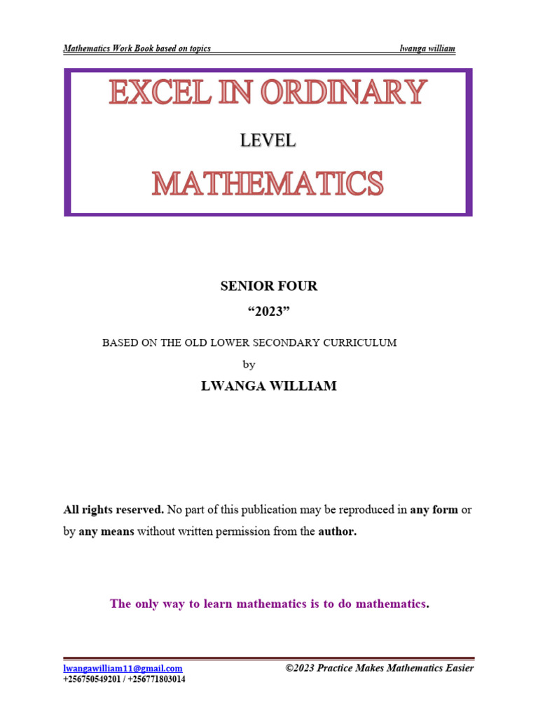 S4 Work Book MTH (2023) | PDF | Logarithm | Equations