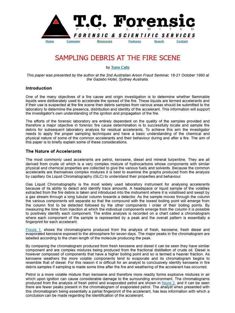T.C. Forensic - Article 2 - SAMPLING DEBRIS AT THE FIRE SCENE | PDF ...