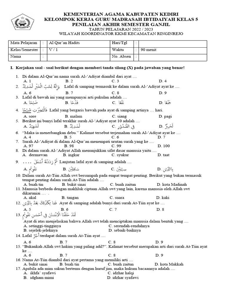 Soal QH Pas 2022 | PDF