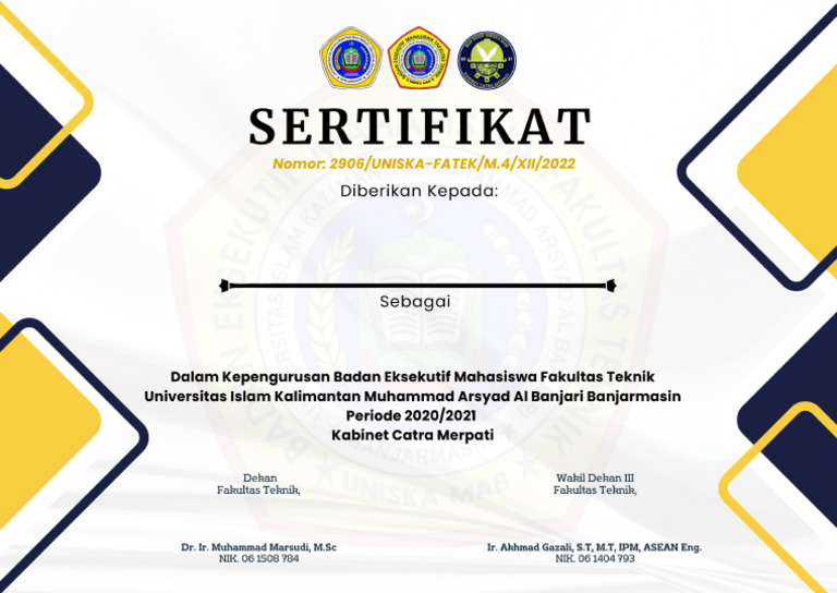 Sertifikat BEM 2021 | PDF