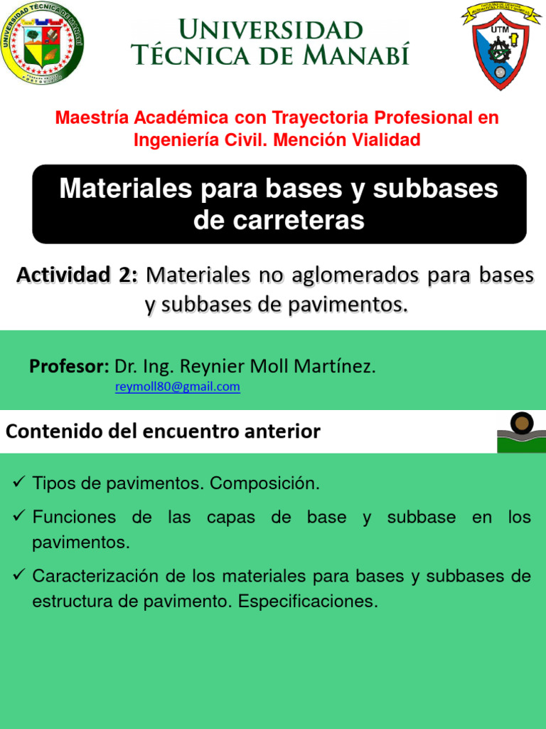 Actividad 1.2 - Materiales No Aglomerados para Bases y Subbases de Pavimentos | PDF | Grava ...