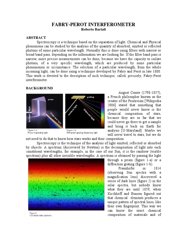 Fabry Perot Interferometer | PDF | Interferometry | Electromagnetic Spectrum