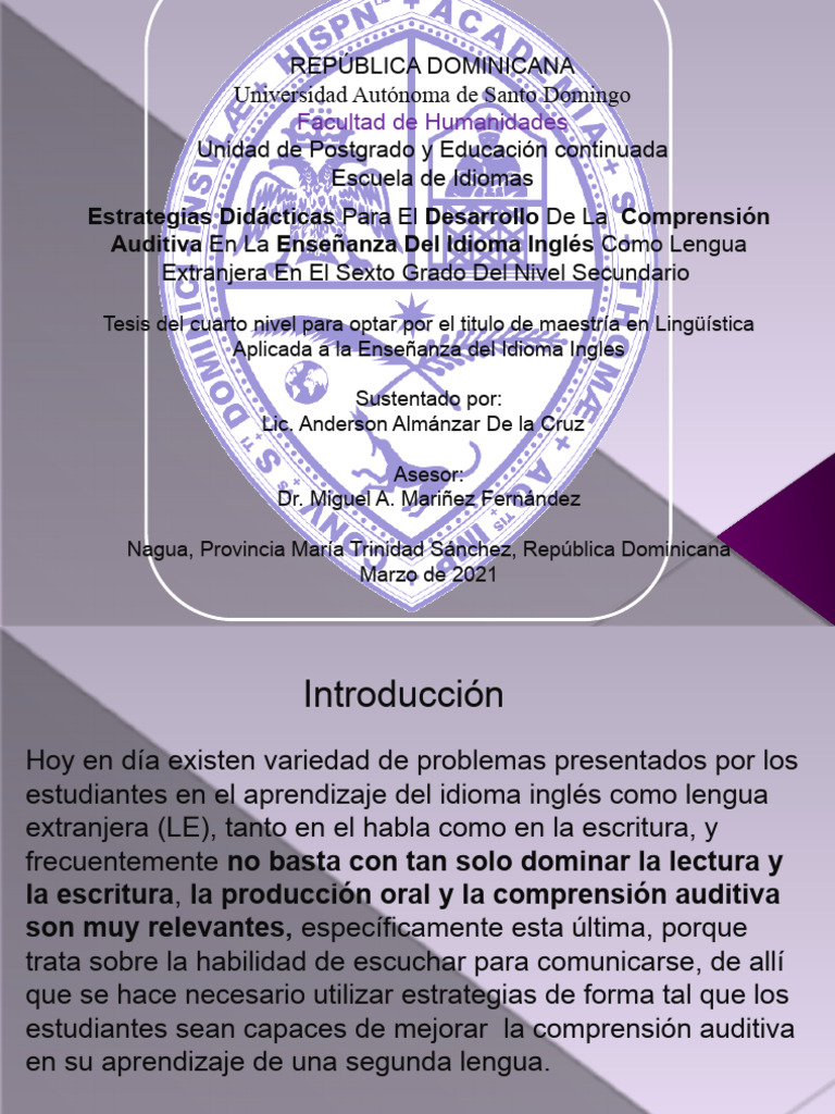 República Dominicana Universidad Autónoma de Santo Domingo Unidad de Postgrado y Educación ...