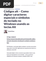 Códigos Alt - Tabela ASCII | PDF | Ascii | Dados de computador