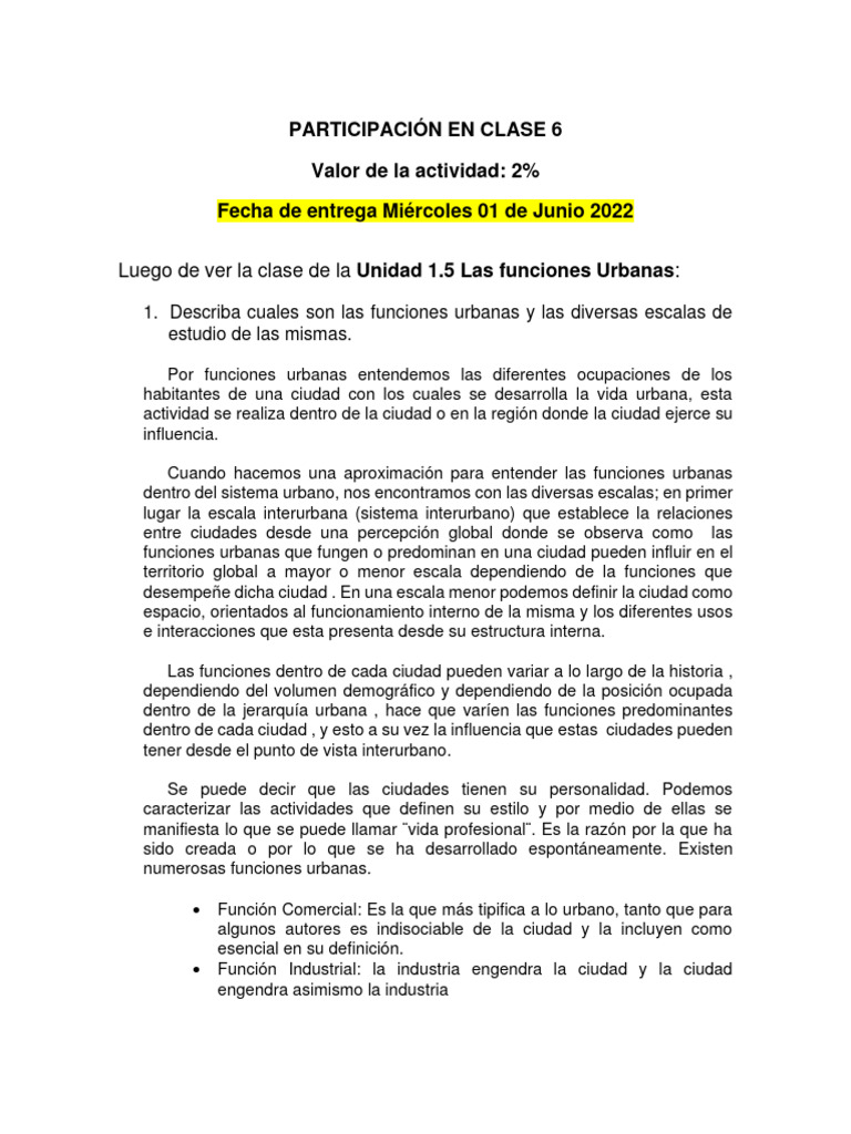 Participación en Clase 6 | PDF