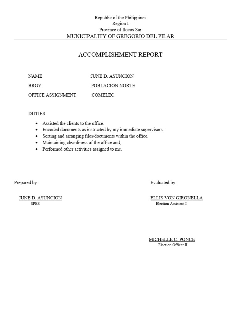 My Accomplishment Report | PDF