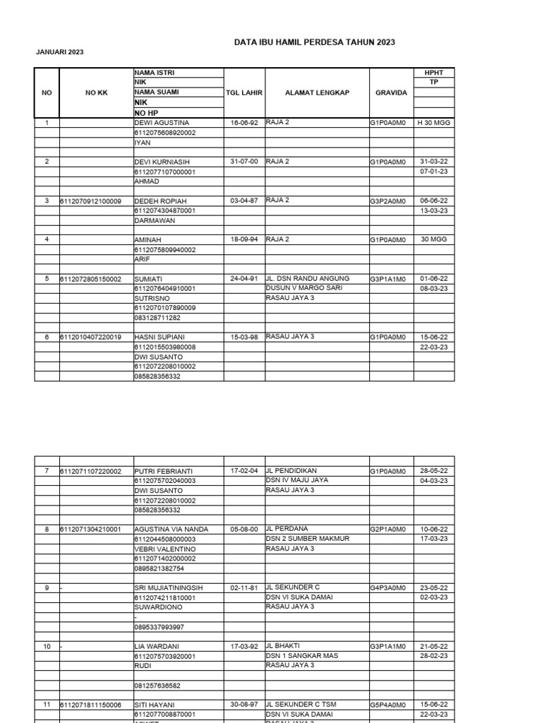 Laporan By Name Spm 1 2 3 Puskesmas Rasau Jaya Tahun 2023 11 Pdf