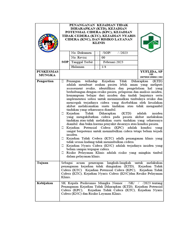 9.1.1.6 DONE Sop KTD, KPC | PDF