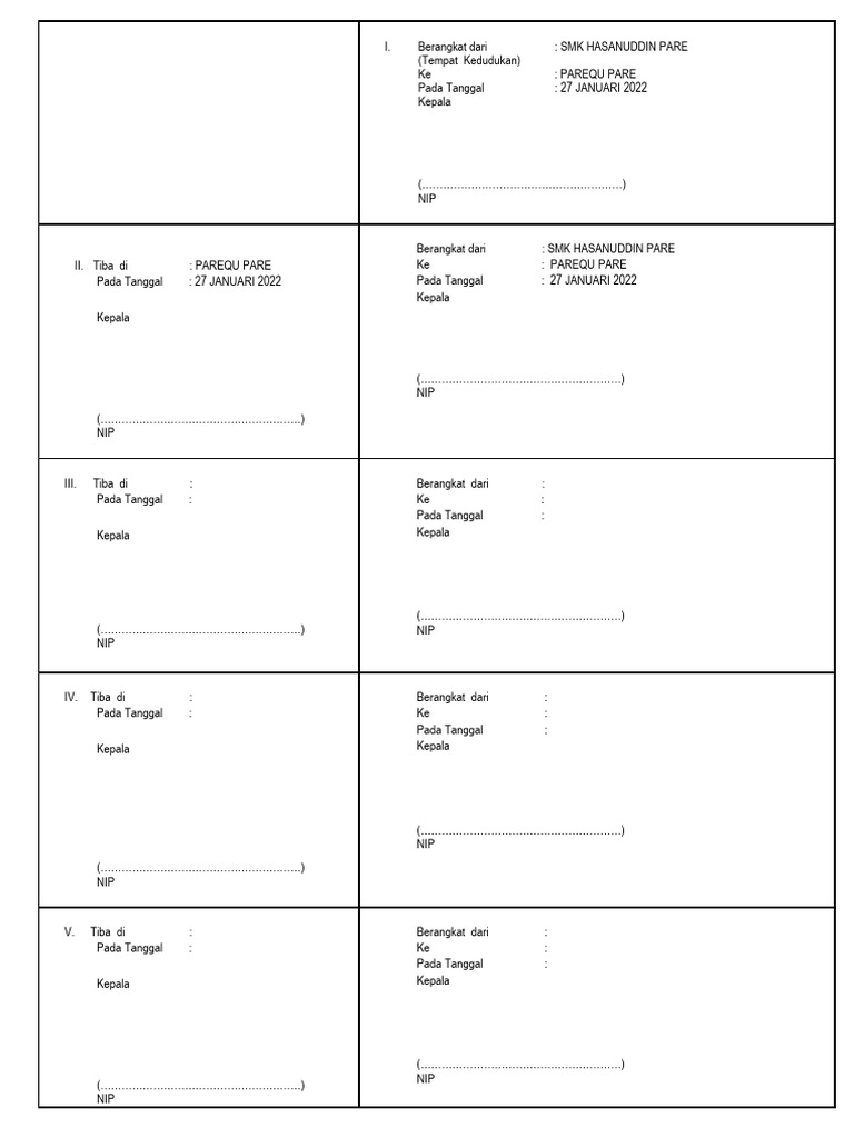 Form SPPD Surat Perjalanan Dinas | PDF