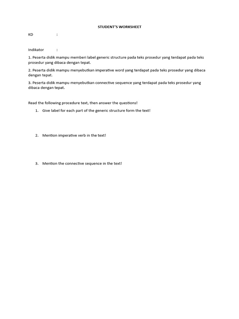PROCEDURE TEXT Worksheet | PDF