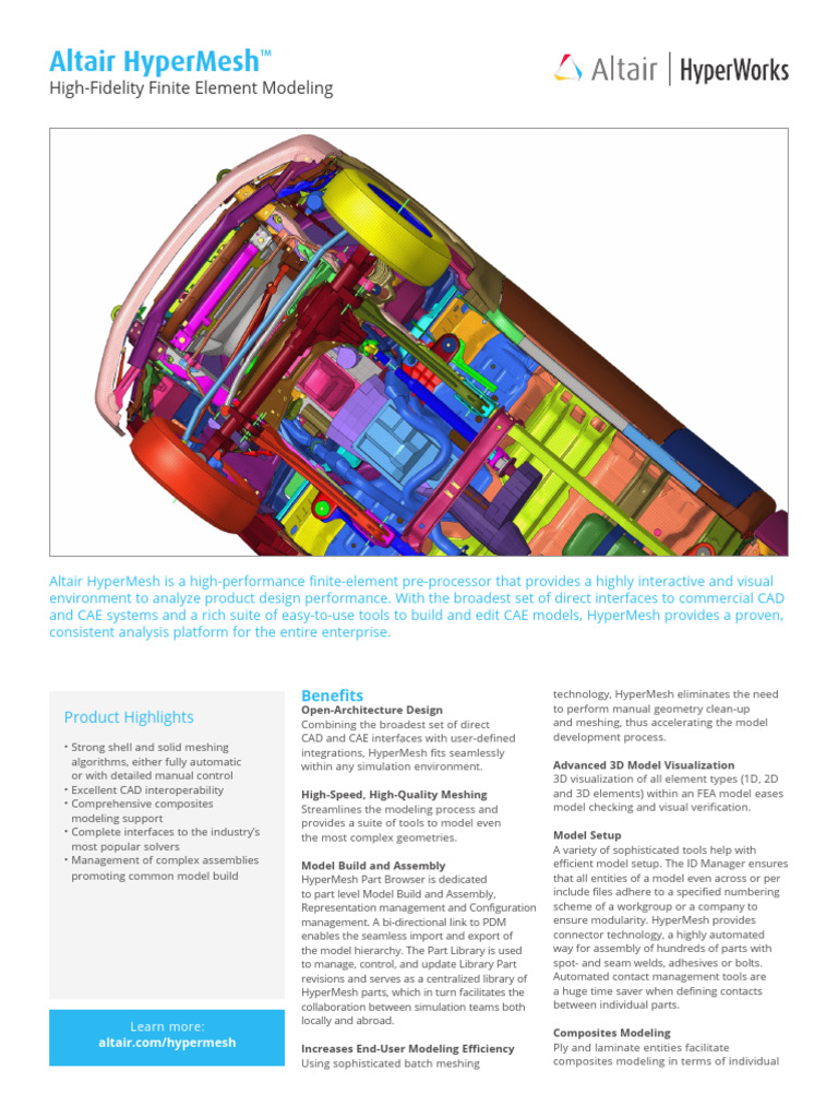 HW 0000 Datasheet HyperMesh 8.5x11 | PDF | Computer Aided Design | Finite Element Method