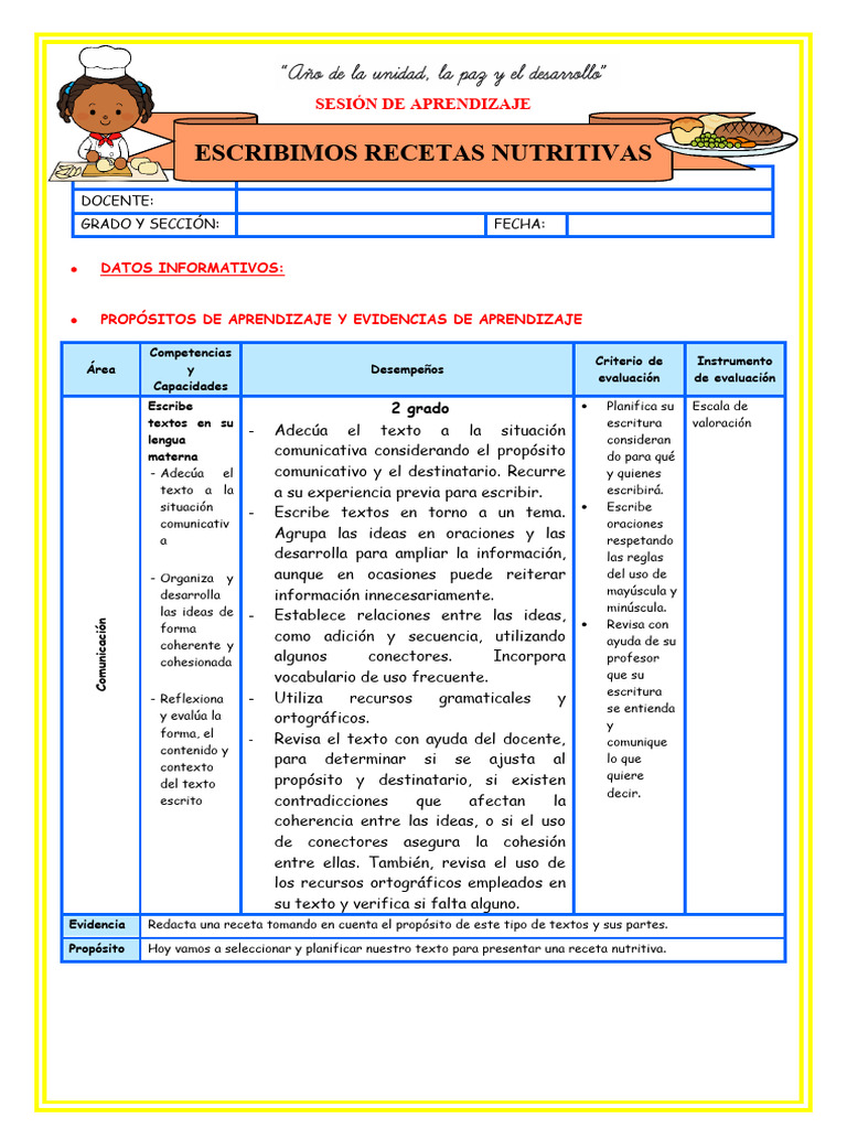 2º E8 s3 Sesión d3 Com Escribimos Recetas Nutritivas | PDF