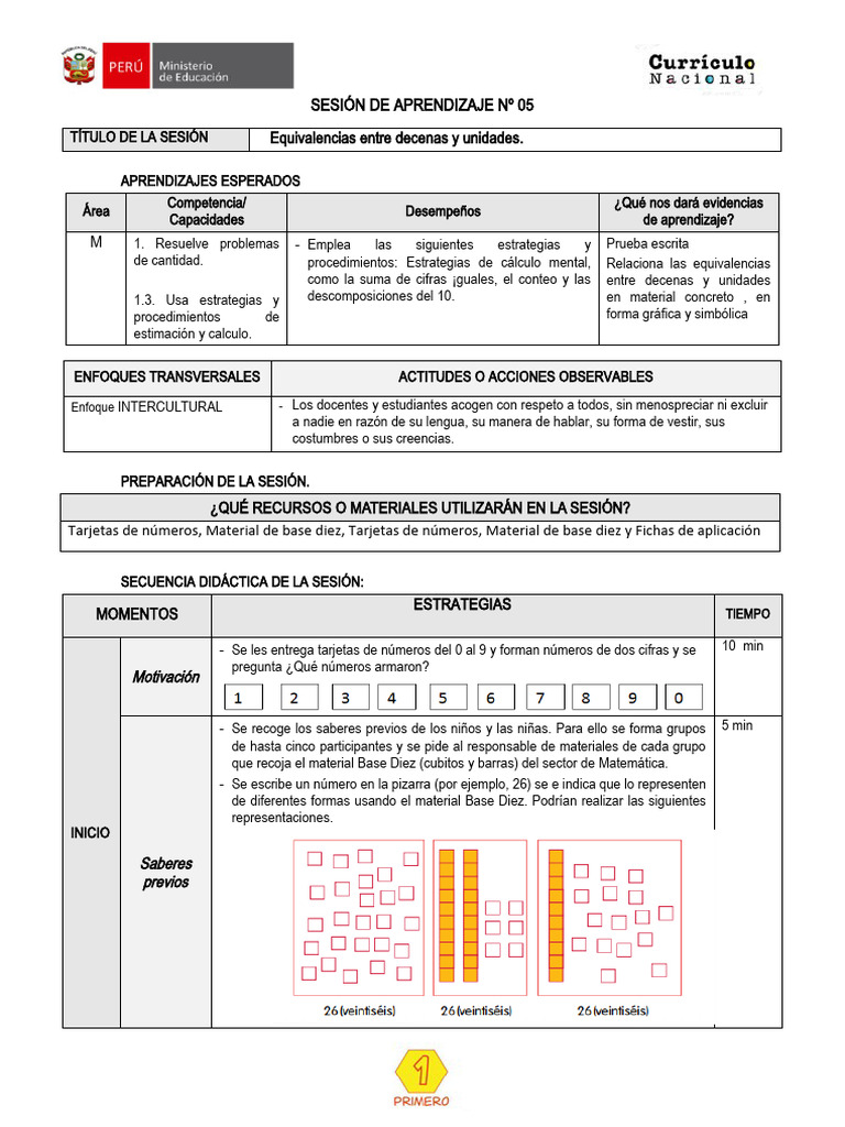 Sesion de Aprendizaje #05 - M | PDF