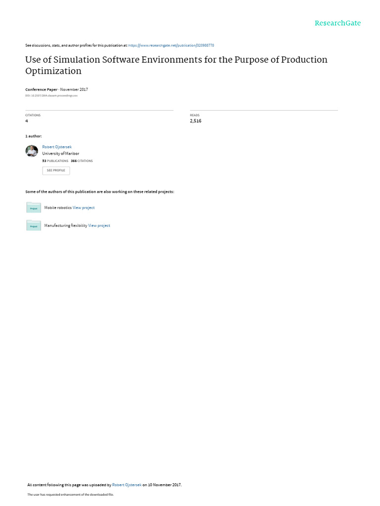 Use of Simulation Software Environments For The Purpose of Production Optimization | PDF ...
