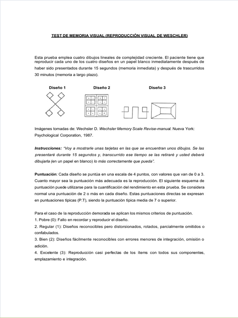 Dokumen - Tips - Test de Memoria Visual Rep Visual Weschler | PDF