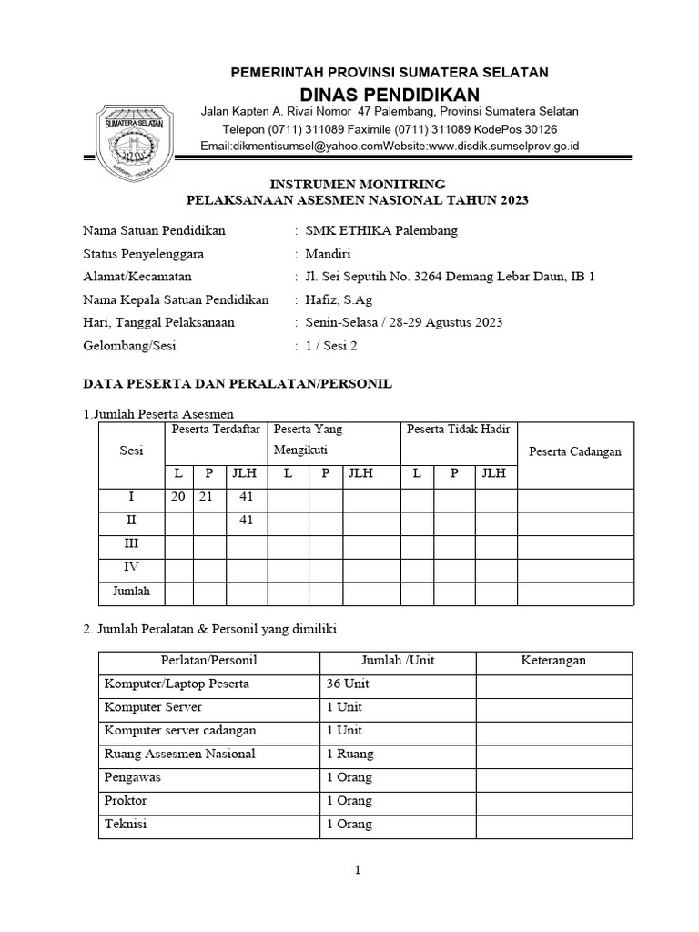 Instrumen Monev ANBK-SMK-2023 oke | PDF
