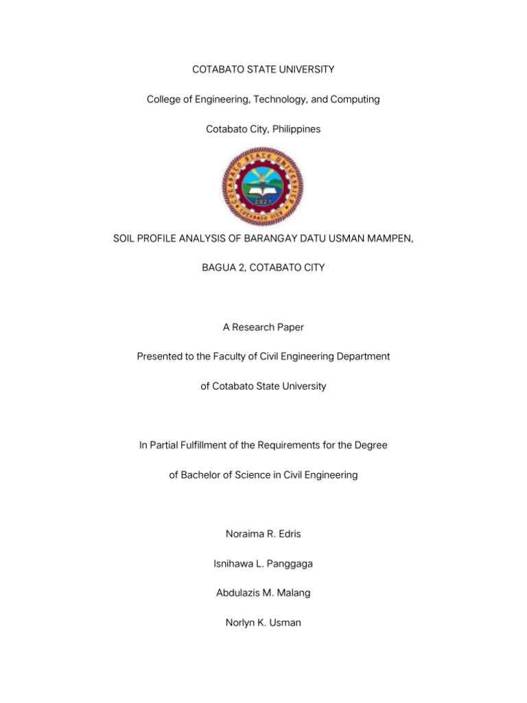 Soil Profile Analysis of Barangay Datu Usman Mampen, Bagua 2, Cotabato ...