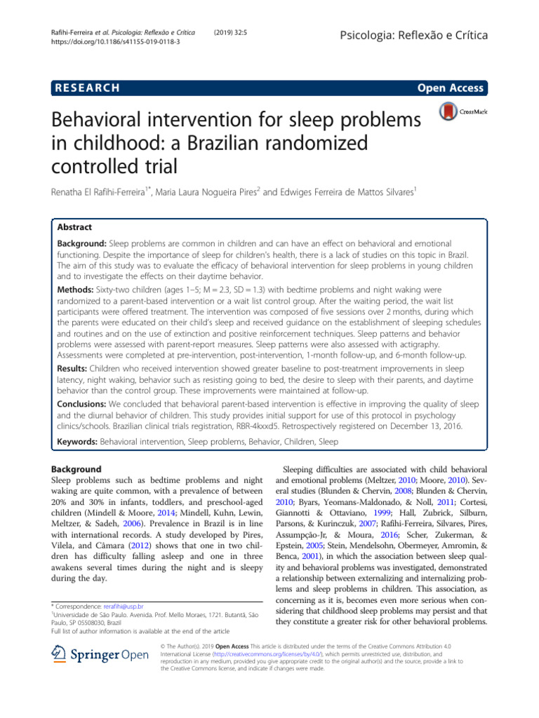Behavioral Intervention For Sleep Problems | PDF | Sleep | Insomnia