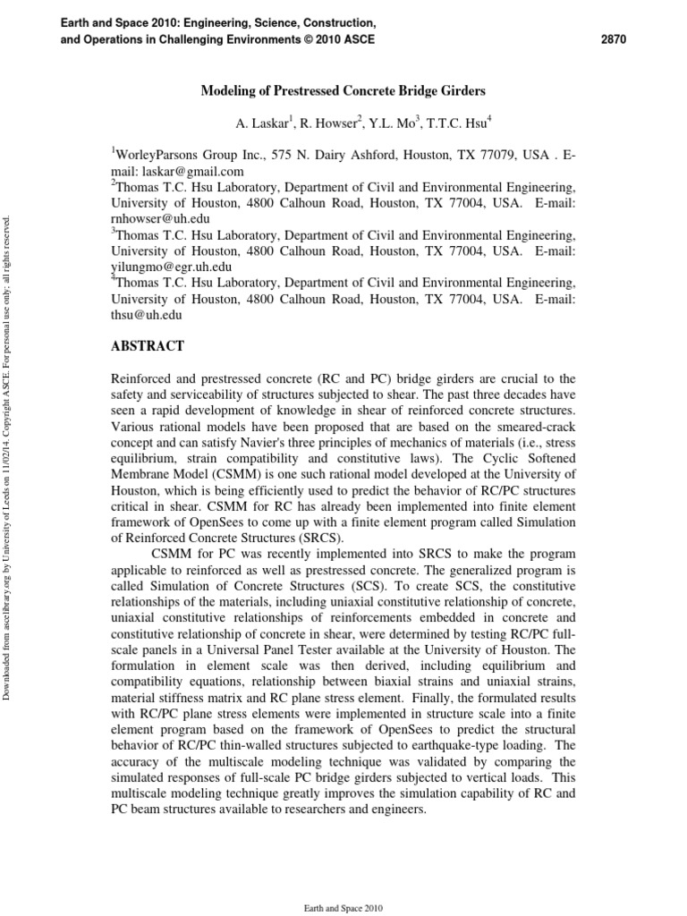Modeling of Prestressed Concrete Bridge Girders | PDF | Beam (Structure) | Finite Element Method