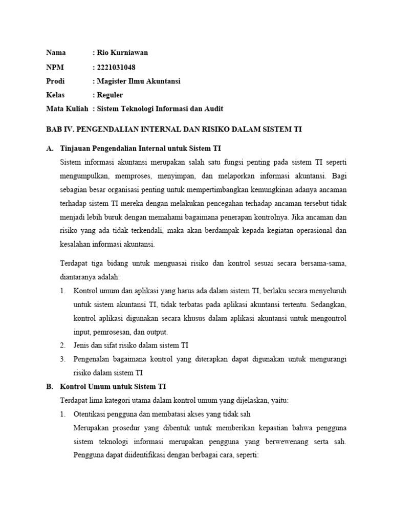 Rio Kurniawan - Resume Bab Iv - Reg | PDF