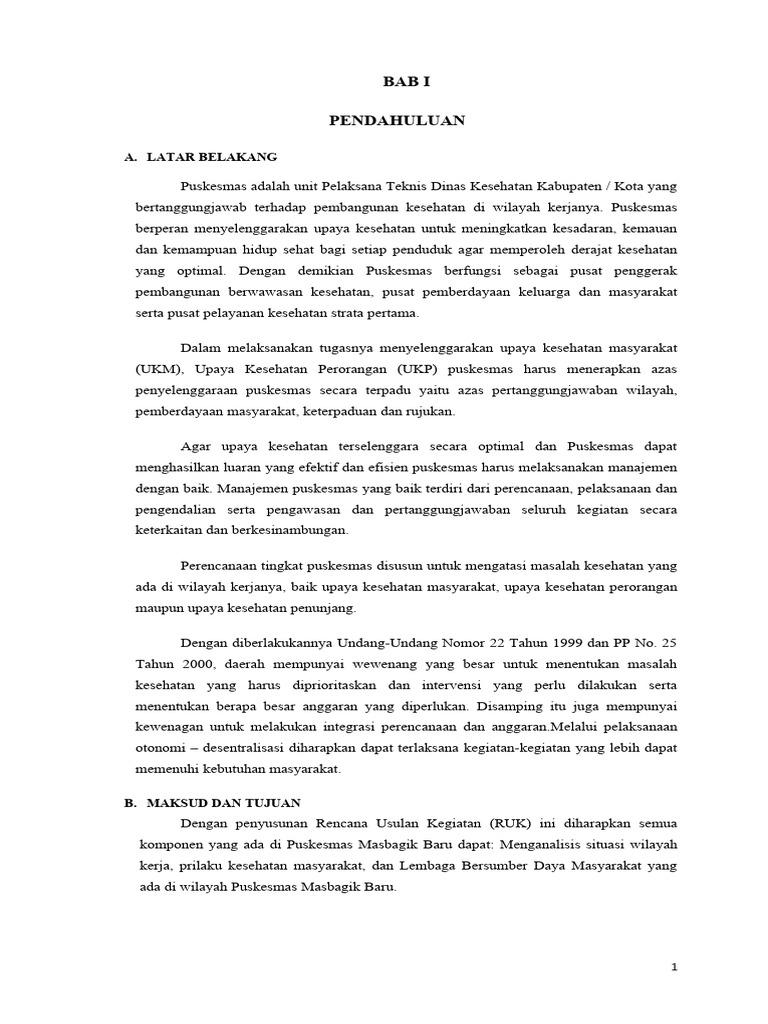 Narasi Ruk Puskesmas Masibaru | PDF