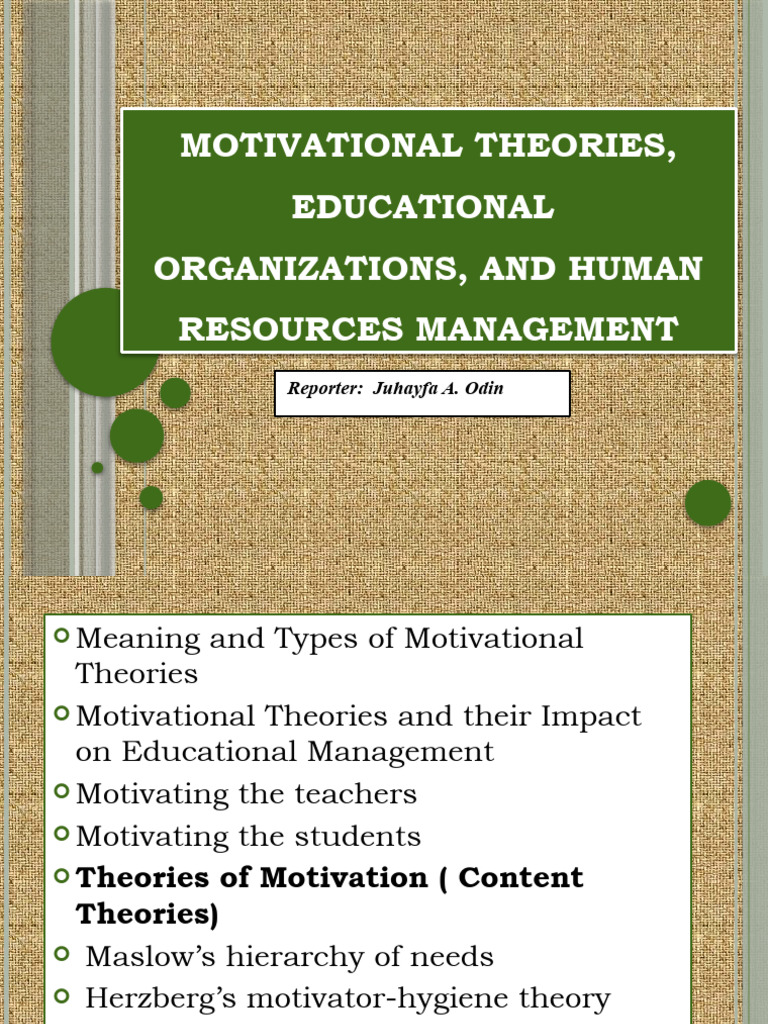 Motivational Theories, Educational Organizations, and Human | PDF ...