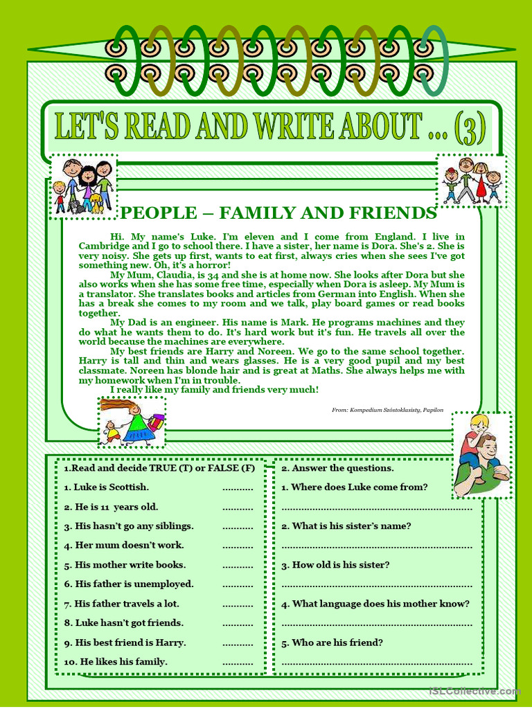 Let S Read and Write About ... (3) - Family and Friends. | PDF ...