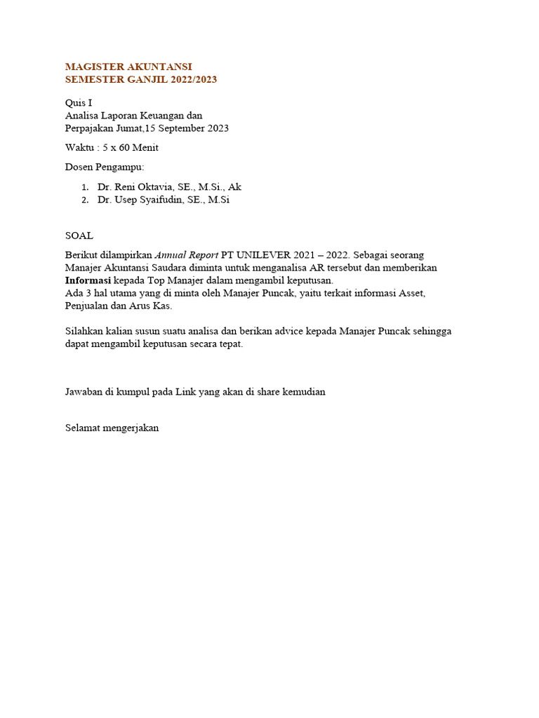 Kuis Alk | PDF | Pengelolaan Keuangan & Uang