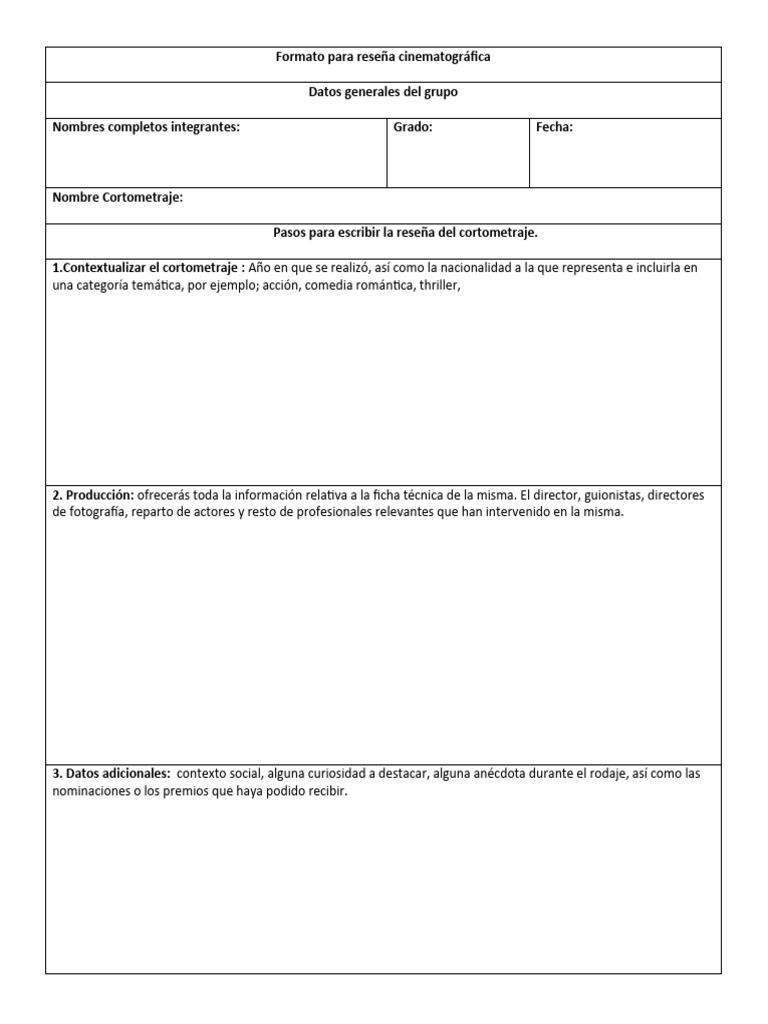 Formato Reseña Cinematográfica | PDF