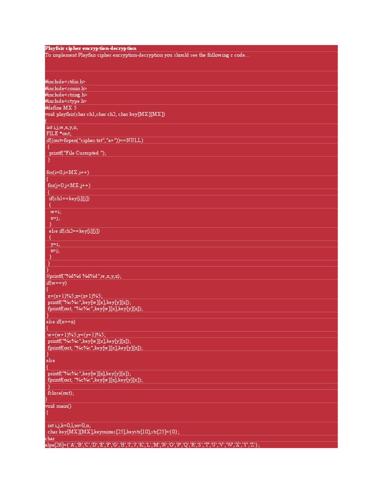 Playfair Cipher Encryption | PDF | Secrecy | Military Communications