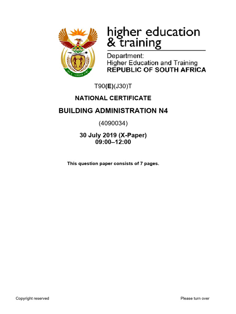 N4 Building Administration August 2019 | PDF