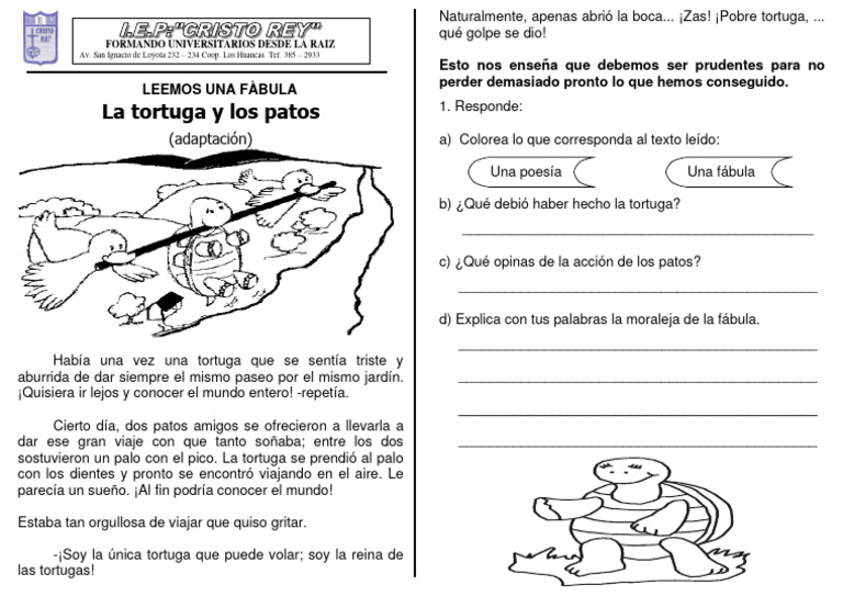 Fabula La Tortuga y El y Los Patos | PDF