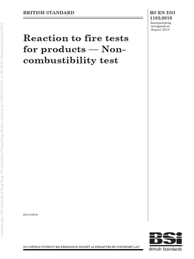 BS en Iso 1182 2010 | PDF | International Organization For ...