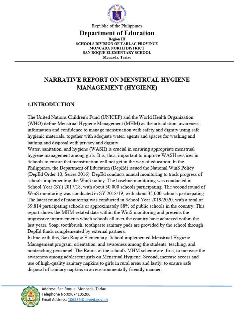 Wins - Menstrual Hygiene Management | PDF | Hygiene | Public Health