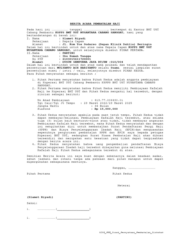 Batal Haji Partini | PDF | Hukum