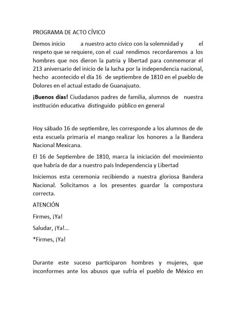 Programa de Acto Cívico | PDF