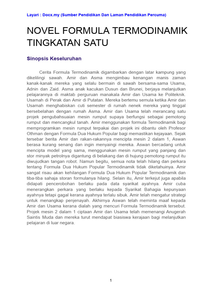 Novel Formula Termodinamik Tingkatan Satu | PDF