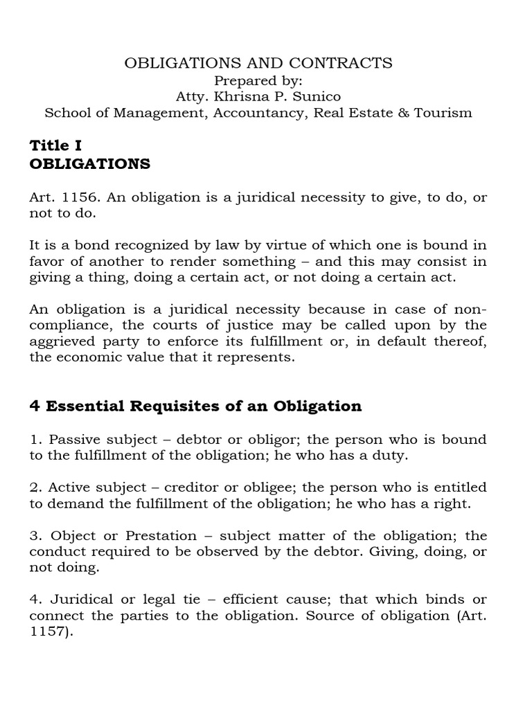 Obligations and Contracts | PDF | Law Of Obligations | Interest