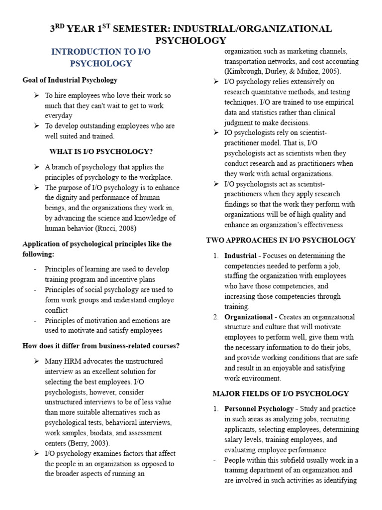 Io Psych Rev | PDF | Industrial And Organizational Psychology | Psychology